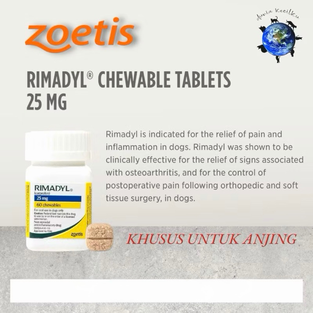 Jual Rimadyl 25mg For Dogs Anti Radang dan Nyeri Untuk Anjing | Shopee ...