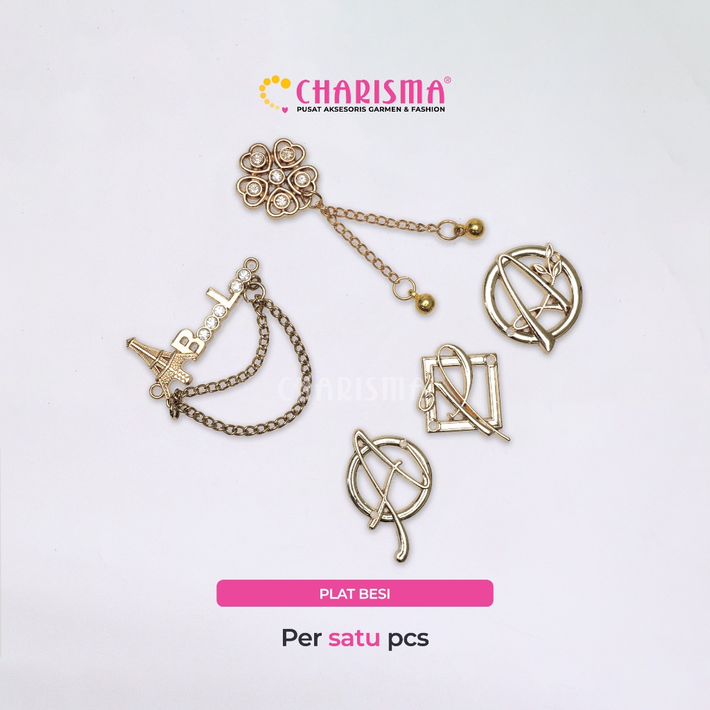 Jual Charisma Label Plat Besi Gold Glossy - Label Tag Besi / Plat Hijab ...