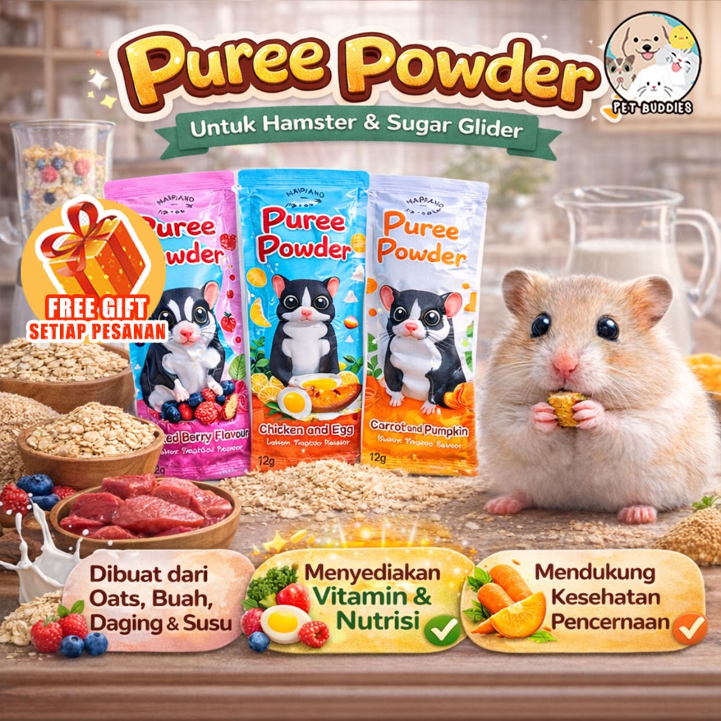 Jual Pet Buddy Puree Powder Hamster - Makanan Snack Bubur Nutrisi ...