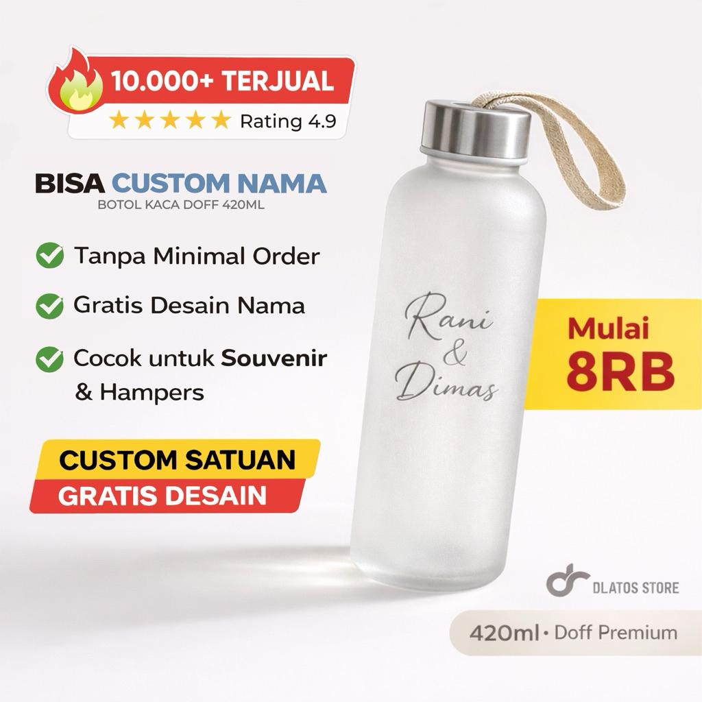 Jual Botol Kaca Doff 420ml Custom Nama Satuan | Tanpa Minimal Order ...