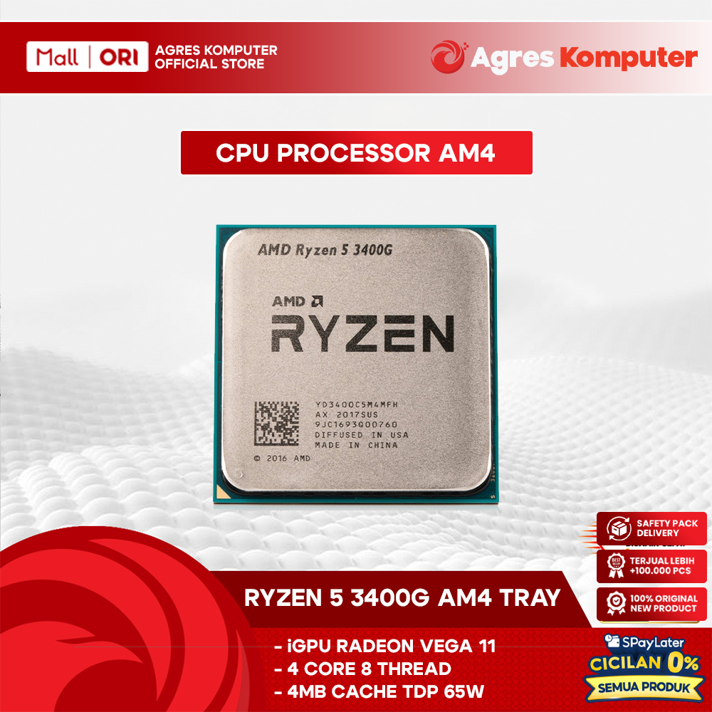 Jual AMD CPU PROCESSOR RYZEN 5 3400G RADEON VEGA 11 (4C/8T + 3.7-4.2GHZ ...