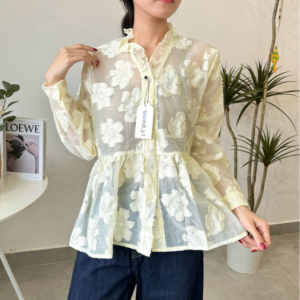 Jual Noira Blouse Wanita | Atasan Katun Bordir Bunga Lengan Panjang ...