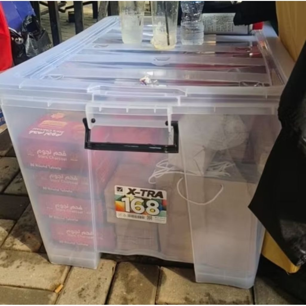Jual Container Box Ezy CB 168 Liter Roda Bening Transparan Tebal Kuat ...