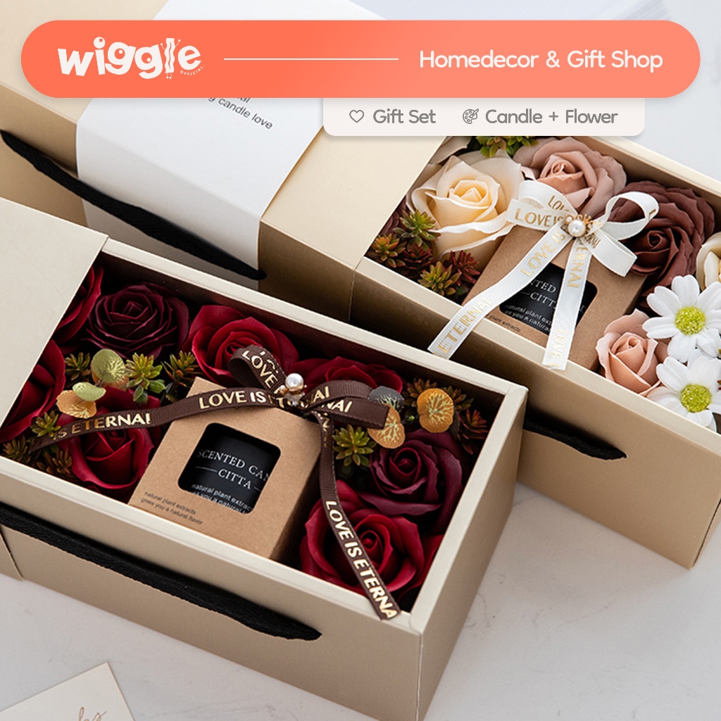 Jual Wiggle Hampers Box Scented Candle Flower Kado Unik Gift Set Soap ...