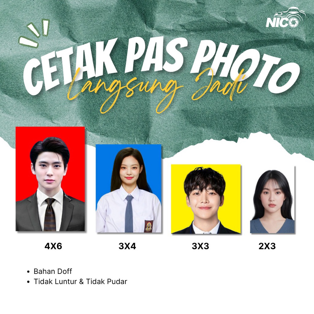 Jual CETAK PAS PHOTO | CETAK FOTO KERTAS DOFF | UKURAN 4X6 3X4 3X3 2X3 ...