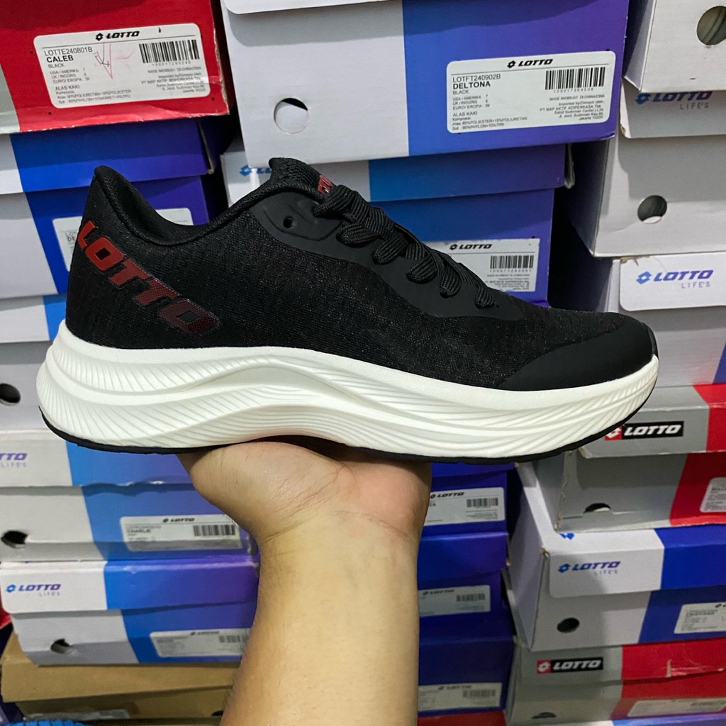 Jual (size 43) SEPATU LOTTO DELTONA BLACK | Shopee Indonesia