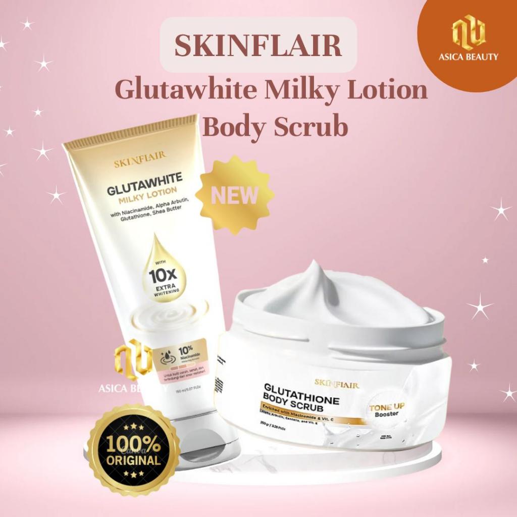 Jual SKINFLAIR Bundling Lotion & Scrub Glutawhite Milky Body Lotion ...
