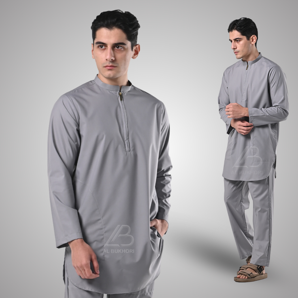 Jual Al Bukhori - TENCEL Koko Jubah Muslim Kurta Set Pakistan Pria ...