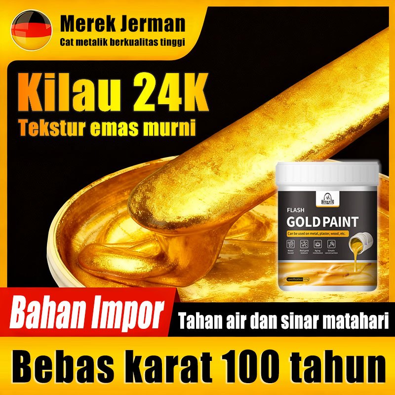 Jual 【Tekstur emas murni】FREE Kuas Emas Cat Gold Cat Kayu dan Besi Emas ...