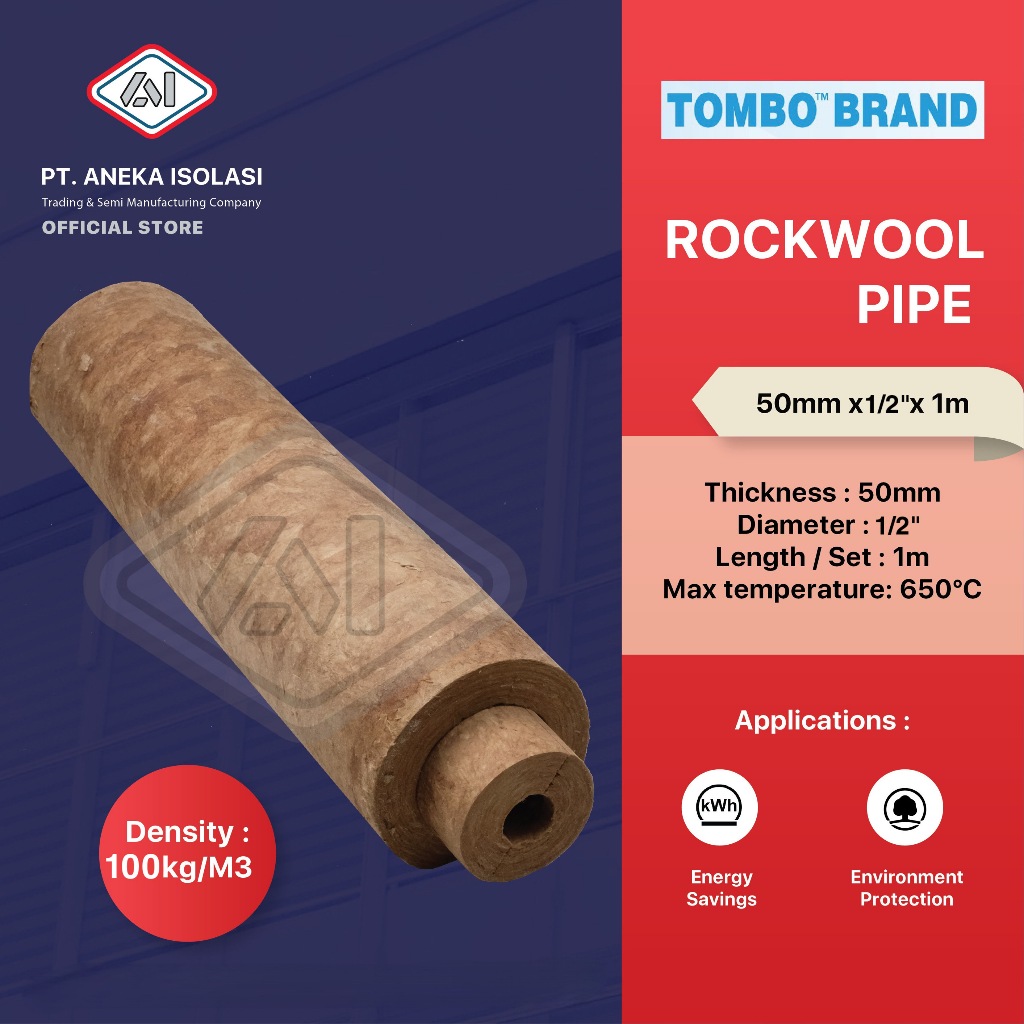 Jual rockwool Pipe / Rockwool Pipa/TOMBO density 100KG/M3 (Ukuran ...