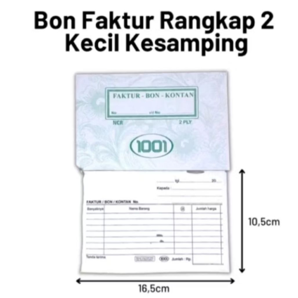 Jual Bon Faktur/Bon Nota Kontan NCR Rangkap 2 Kecil Samping/Berdiri ...
