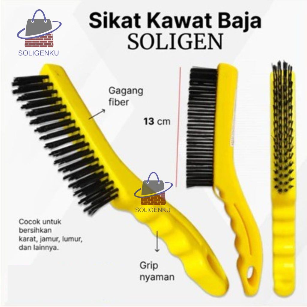 Jual Sikat Kawat Baja Besi Gagang Fiber Steel Wire Kasar Pembersih ...
