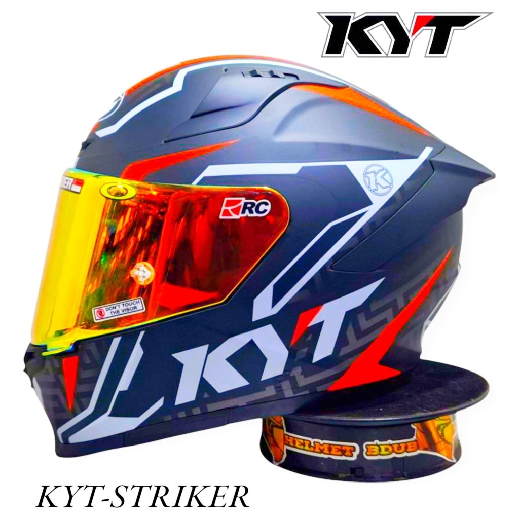 Jual Helm KYT Striker motif #2 Black red Matt paket ganteng | Shopee ...