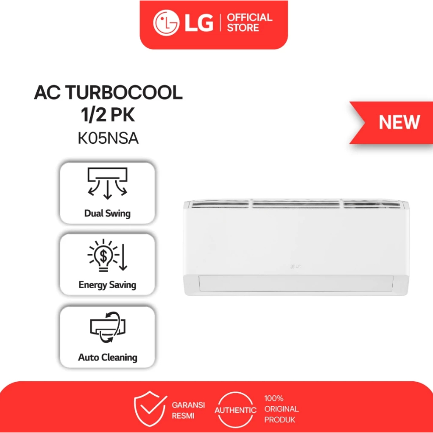 Jual LG Air Conditioner AC 1/2 Pk 05NSA Gold Fin Auto Clean Turbocool ...