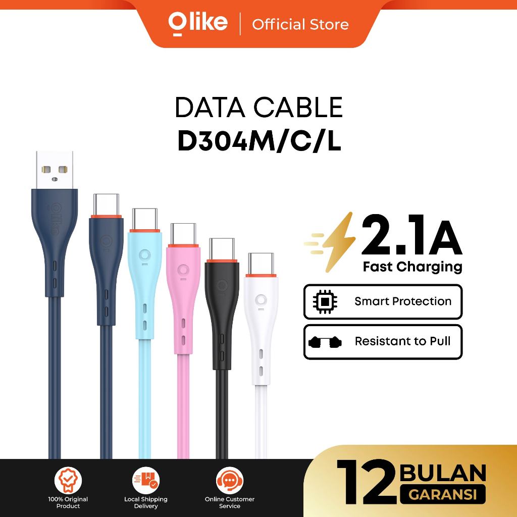 Jual OLIKE KABEL DATA FAST CHARGING IPHONE/MICRO USB/TYPE-C 1M D304 ...
