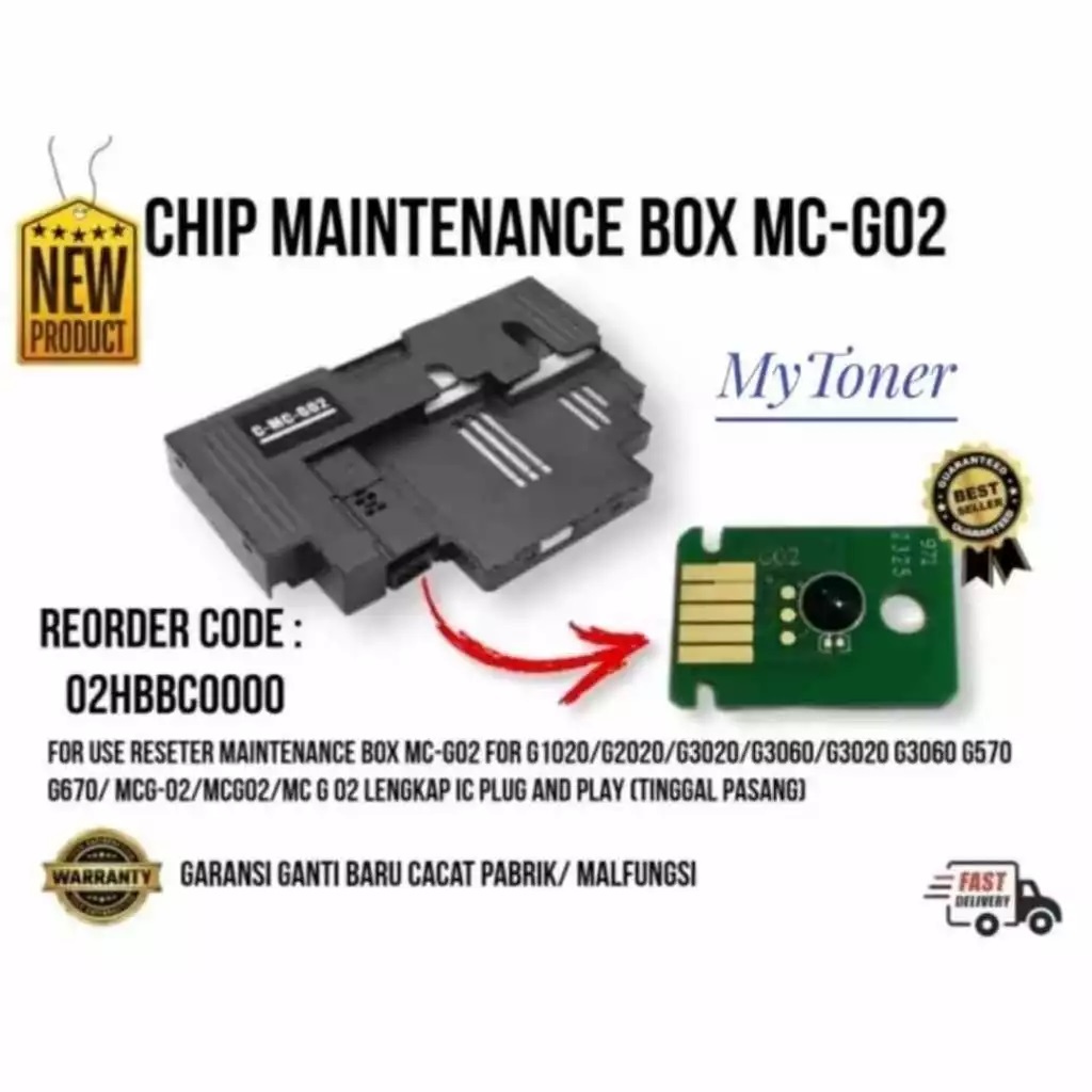 Jual Chip Reset Maintenance Box RESETTER MC-G02 IC Canon G1020 RESETER ...