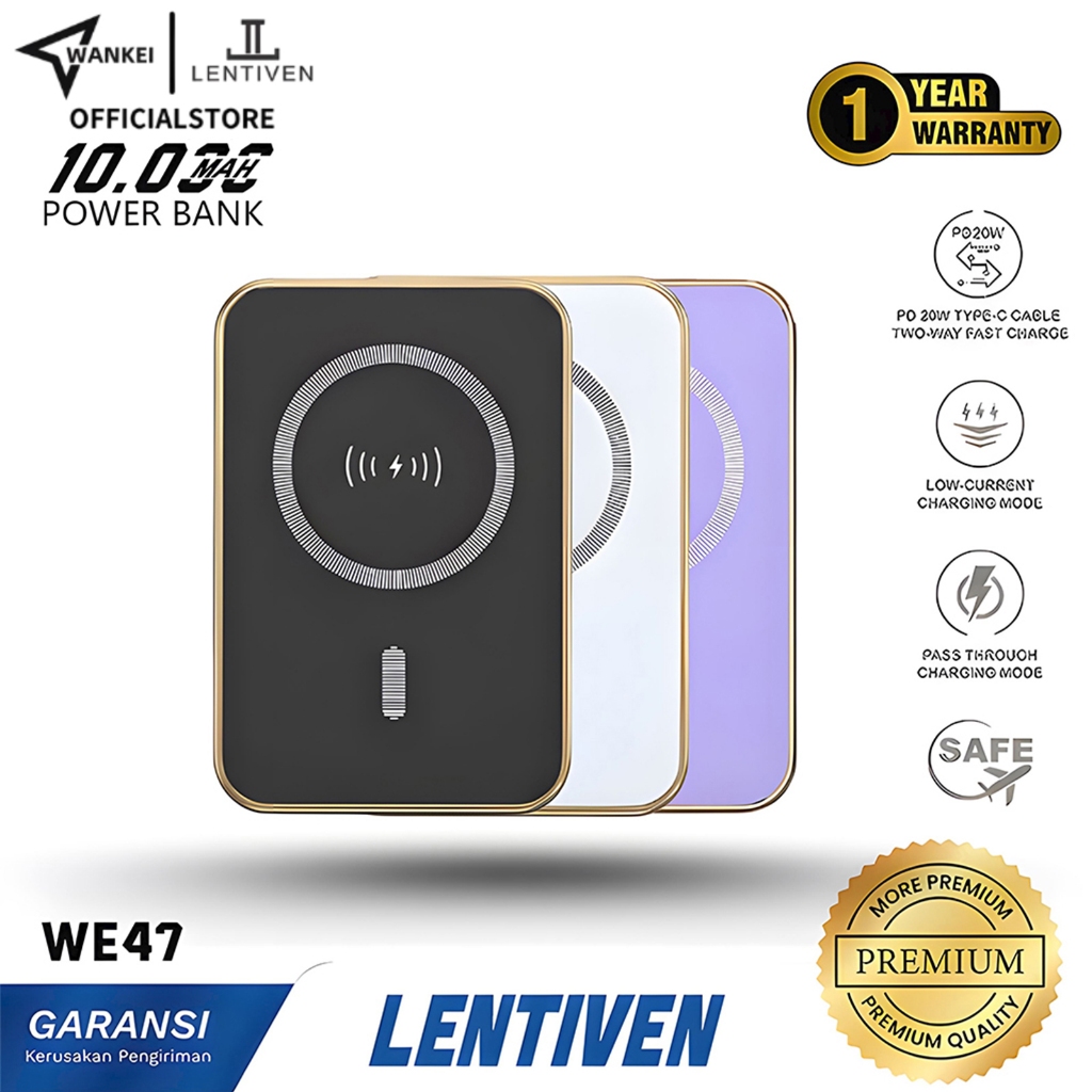 Jual WANKEI LENTIVEN Powerbank Wireless 10000MAH Fast Charging Magnetic ...