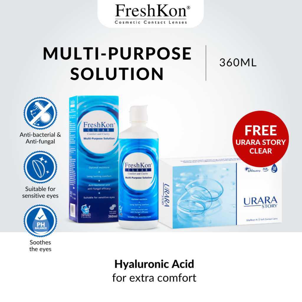 Jual FreshKon® Clear Multi Purpose Solution 360ml (Free Lens Case) 1 ...
