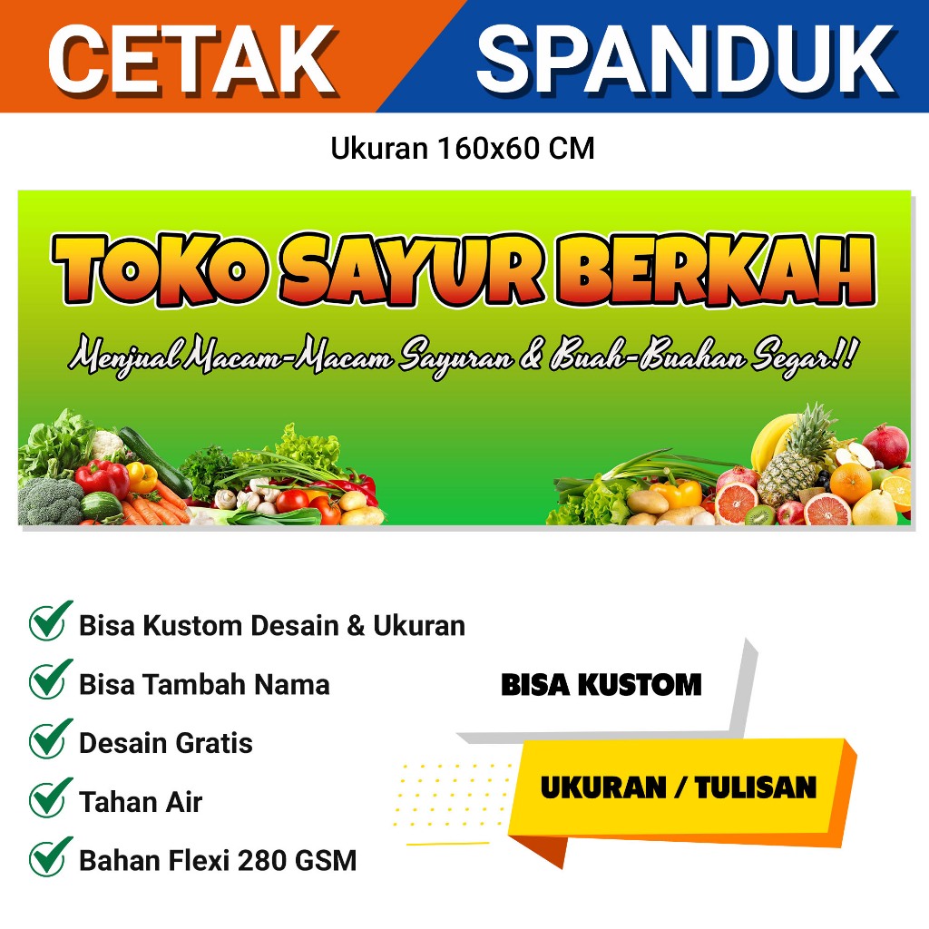 Jual Jual Spanduk Banner Warung Sayur Ukuran 160 X 60 Cm | Shopee Indonesia