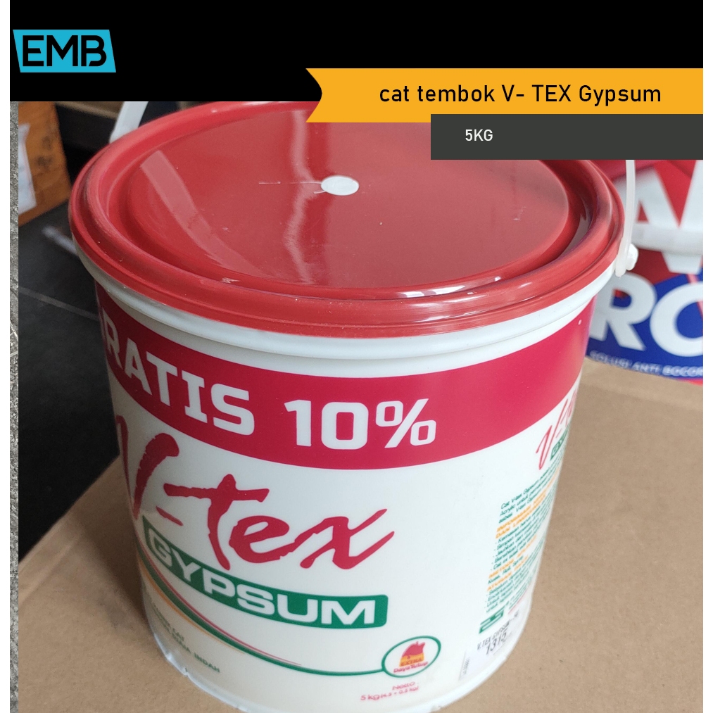 Jual Cat Vtex Gypsum tutup merah - V - tex 5kg putih | Shopee Indonesia