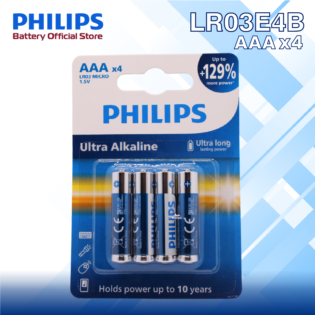 Jual PHILIPS Baterai AAA Ultra Alkaline 4 pcs | Shopee Indonesia