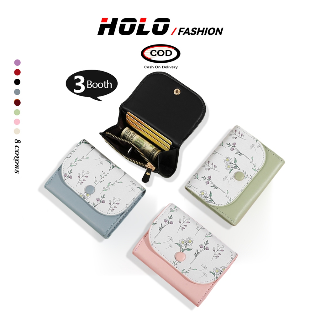 Jual HOLO Dompet Wanita Mini 3 Ruang Dompet Lipat Aesthetic Kulit ...