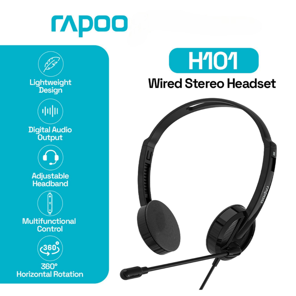 Jual HEADSET RAPOO H101 STEREO HEADSET OFFICE RAPOO H101 WIRED HEADSET ...