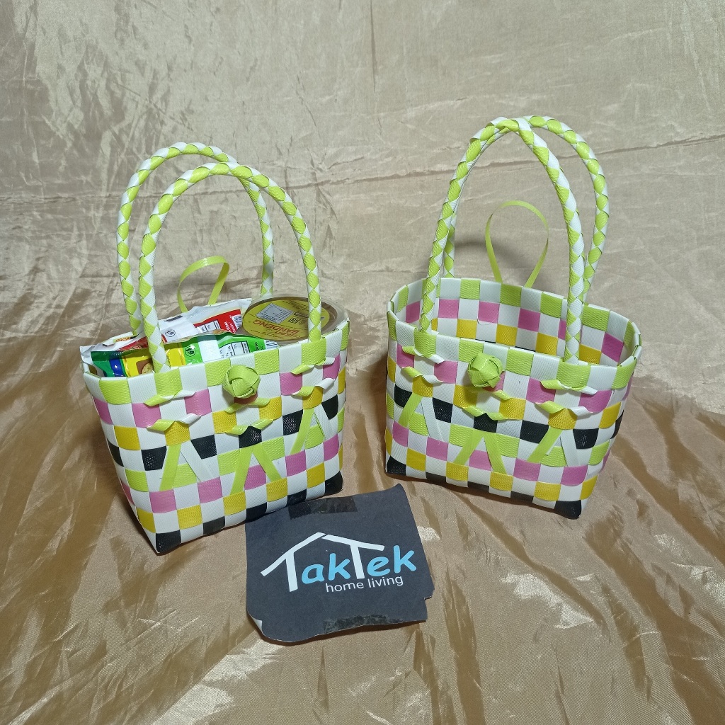 Jual TAS ANYAMAN MINI TEBAL DAN TIPIS SOUVENIR PLASTIK HAND BAG HAMPERS ...