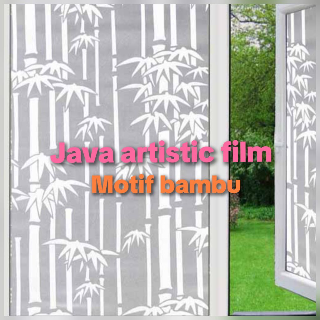 Jual stiker kaca jendela motif bambu putih / sandblast motif / sticker ...