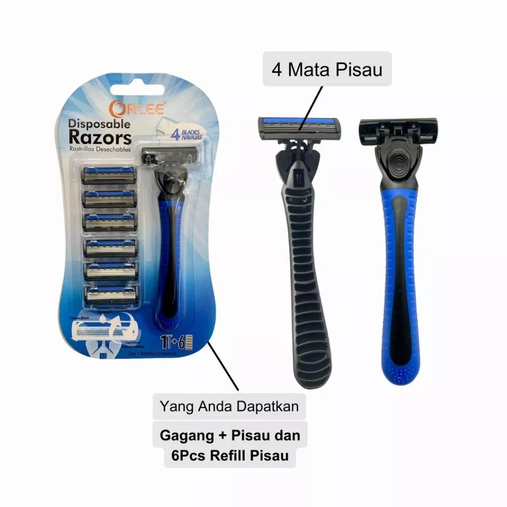 Jual Manual Shaving Kit Razors Alat Pisau Cukur Cukuran Kumis Jenggot Bulu 4 Layer Mata Pisau ...