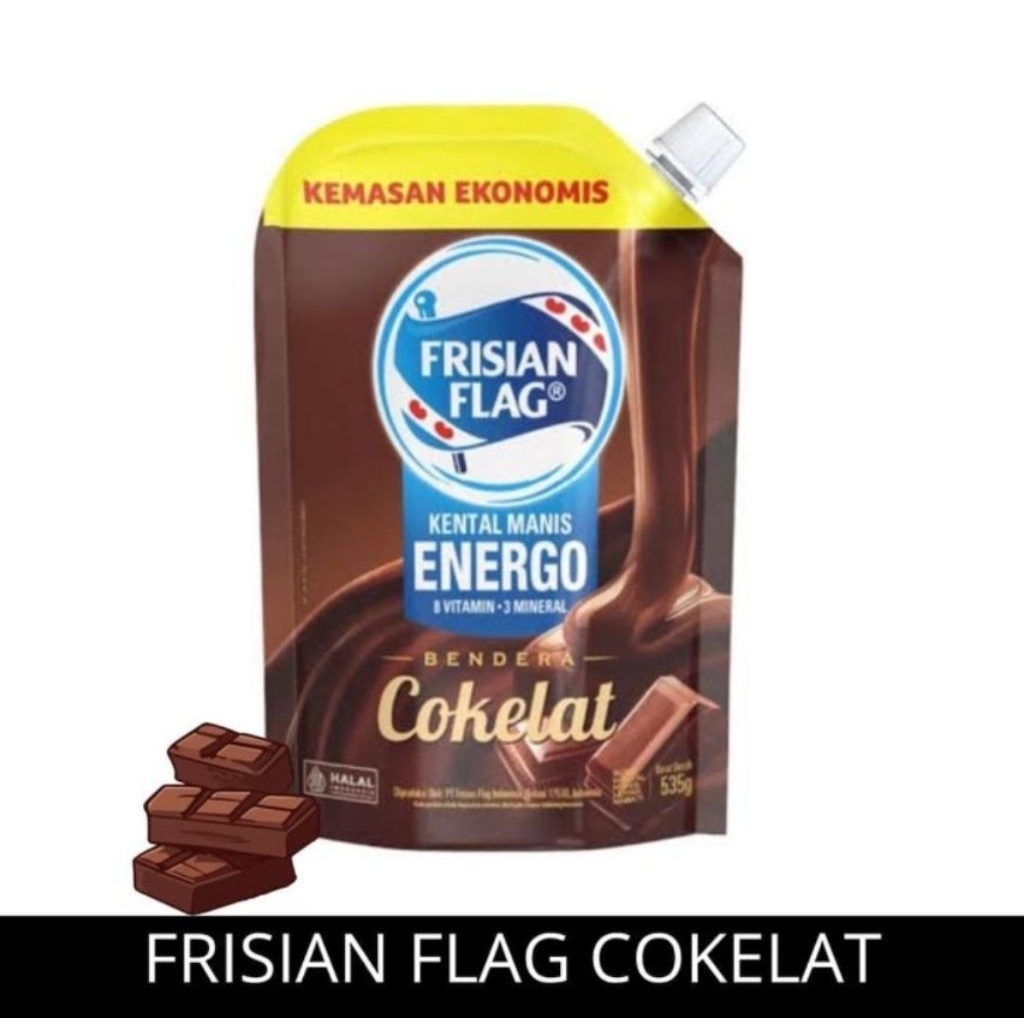 Jual Frisian Flag Kental Manis Cokelat Pouch 535gr Susu SKM Bendera ...
