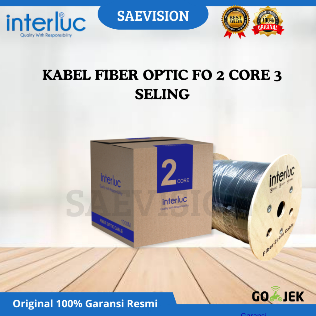Jual INTERLUC KABEL FIBER OPTIC FO 2 CORE 3 SELING DROPCORE 1000M/1ROLL ...