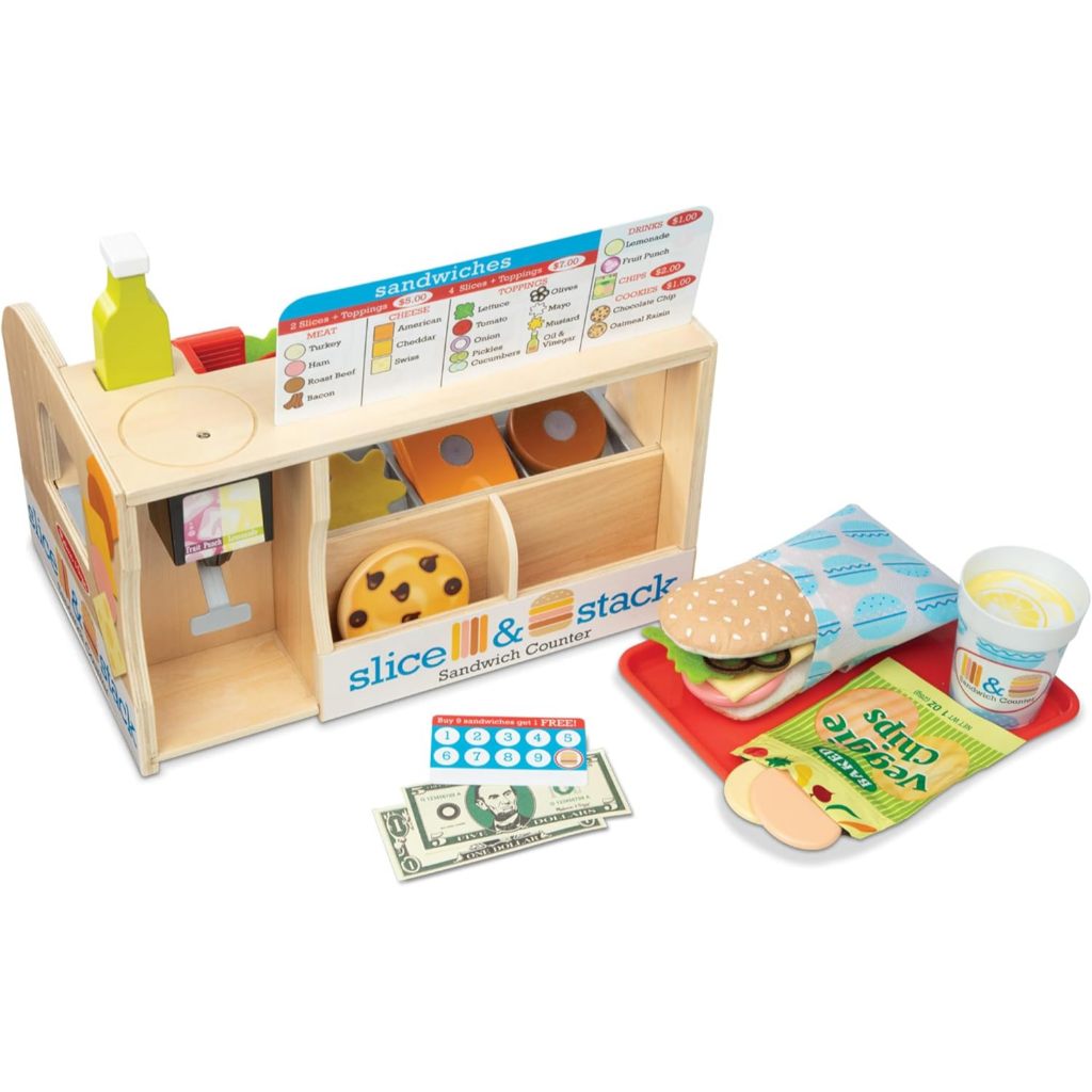 Jual Melissa & Doug Slice-Stack-Serve, Wooden Sandwich Counter Pretend ...