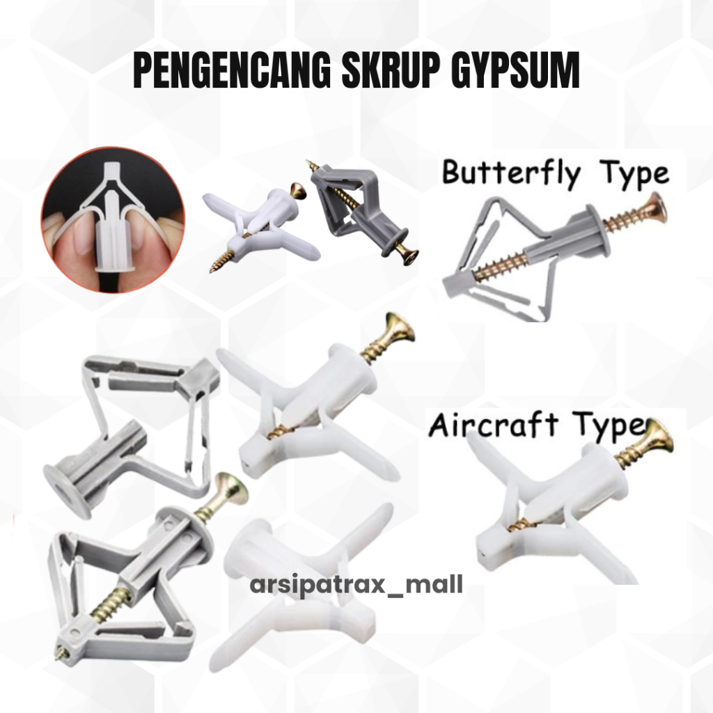 Jual 50Set Sekrup Gypsum Aircraft & Butterfly Gypsum - Pengencang Skrup ...