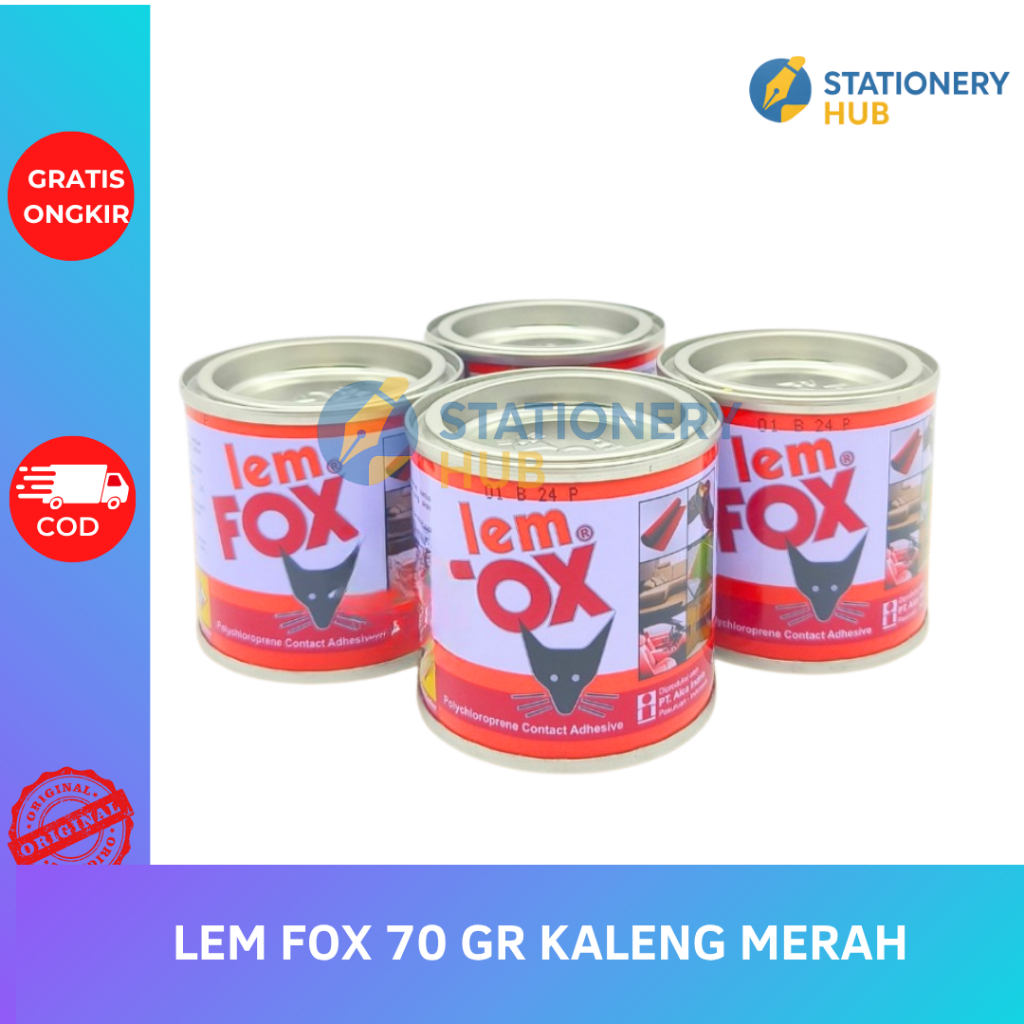 Jual LEM FOX KUNING 70 GRAM KALENG MERAH / LEM AIBON SERBAGUNA ASLI ...