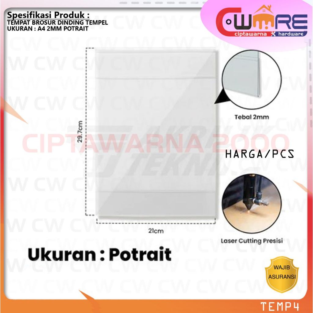 Jual Akrilik Tempat Brosur Tempel Dinding Sign Holder Qris Barcode Menu ...