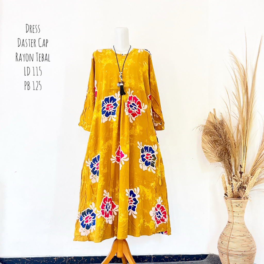 Jual Daster Wanita Rayon Santung Tebal Adem Batik Cap Lengan Panjang ...