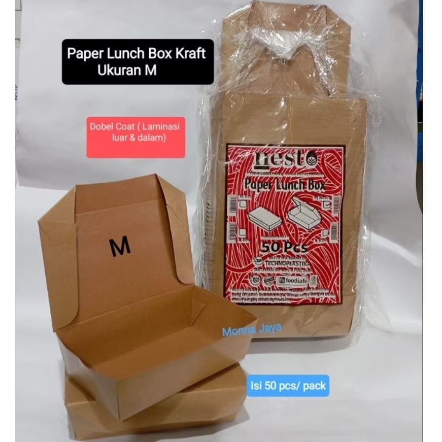 Jual Paper Lunch Box Kraft Ukuran M / Lunch Box Ukuran M/ Merk Nesto ...
