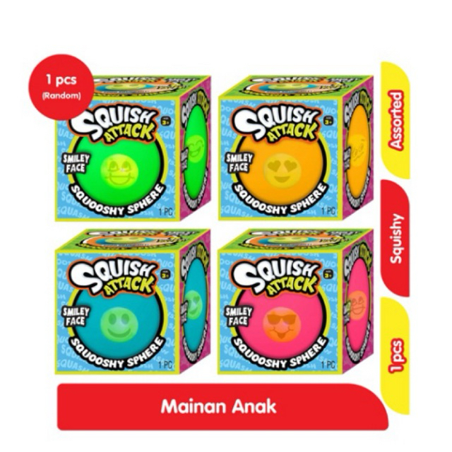 Jual ByDesign Squish Attack Smiley Face Mainan Anak Squishy Assorted ...