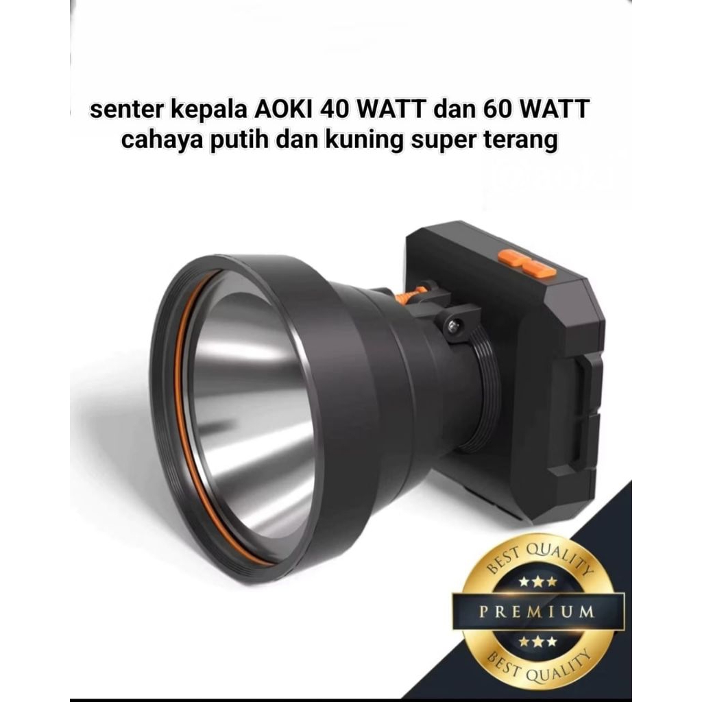 Jual Senter kepala Aoki AK-3701 / AK-3702 LED 40watt dan 60watt cahaya ...