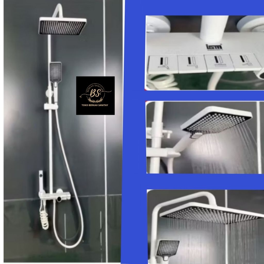 Jual Shower Set Piano Putih Digital Rain Shower +Hand Shower Suhu Bulat ...
