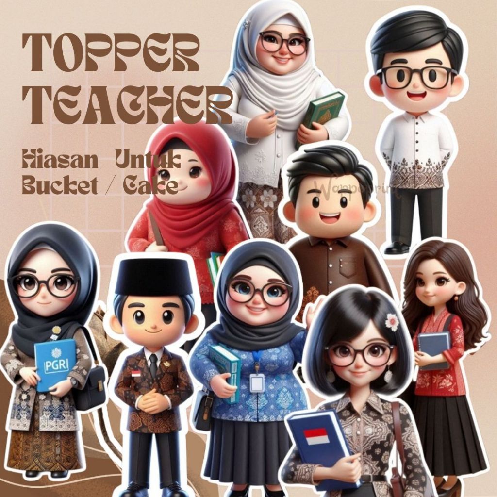 Jual TOPPER GURU GEMOY Hiasan Bucket Dan Cake / Topper Teacher Murah ...