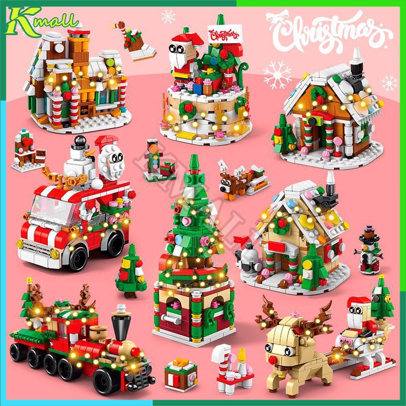 Jual DIY Block Mini Blok Bangunan Mainan Rumah Natal 6in1 Mainan Balok ...