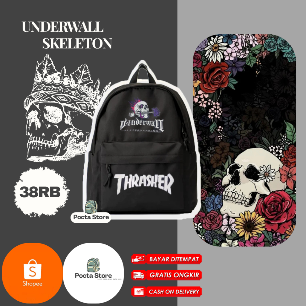 Jual POCTASTORE Underwall Skeleton - Bagpack - Tas Ransel Pria - Tas ...