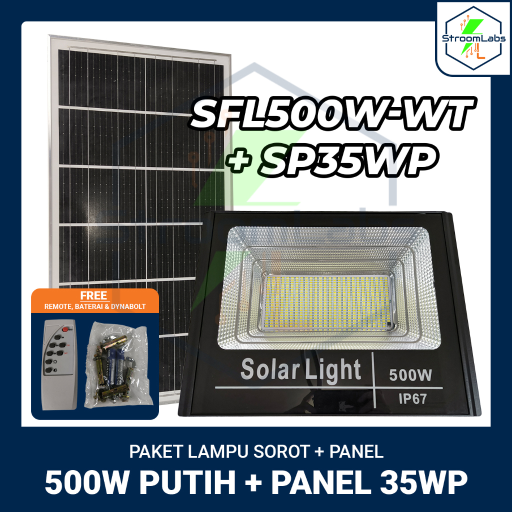 Jual PAKET LAMPU SOROT SOLAR FLOOD LIGHT LED DAN PANEL SURYA SOLAR ...