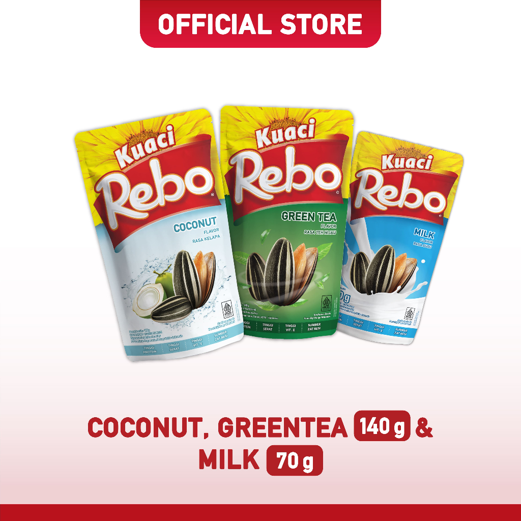 Jual Rebo Kuaci Rasa Coconut, Green Tea 140 Gram & Milk 70 Gram ...