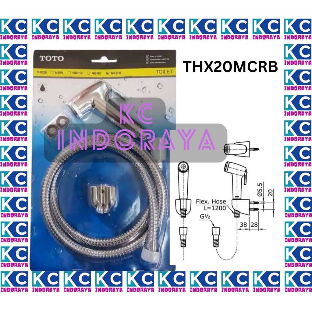 Jual TOTO Jet Shower Spray THX20NBW THX20NBPIV THX20MCRB Selang Toilet ...