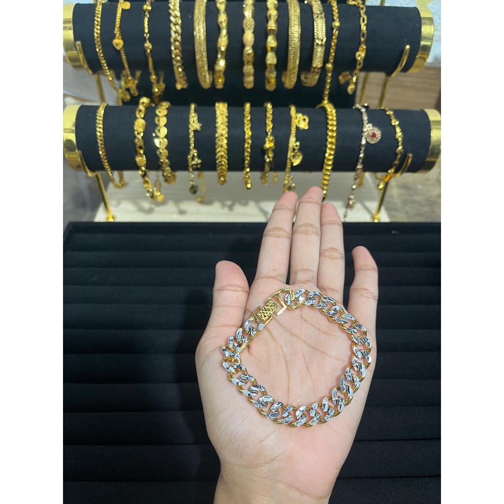 Jual Gelang emas bangkok dua dimensi emas sisik naga combi | Shopee ...