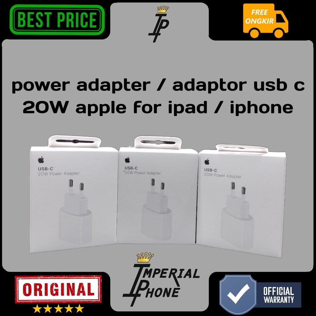Jual power adapter / adaptor usb c 20W apple for ipad / iphone resmi ...