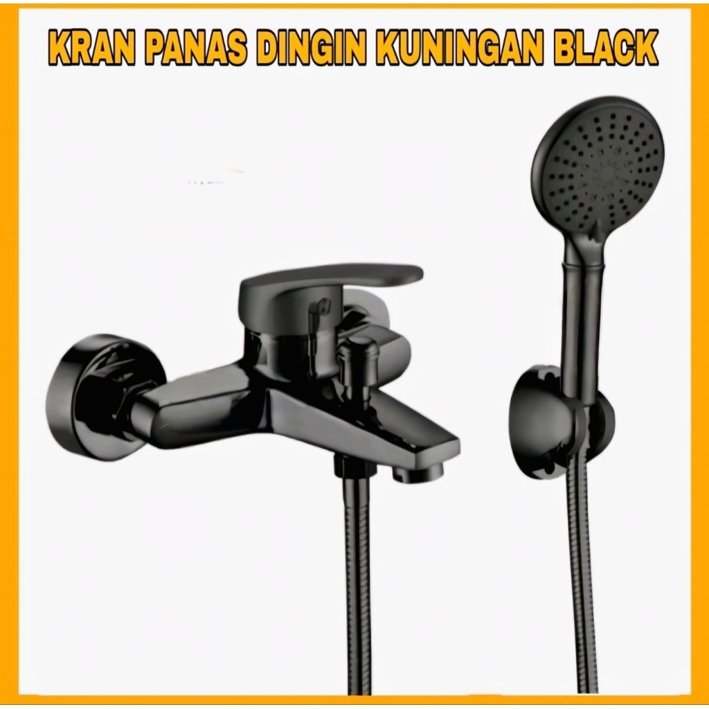 Jual Kran Bathub Hitam Panas Dingin Kran Mixer + Shower Keran Bathup ...